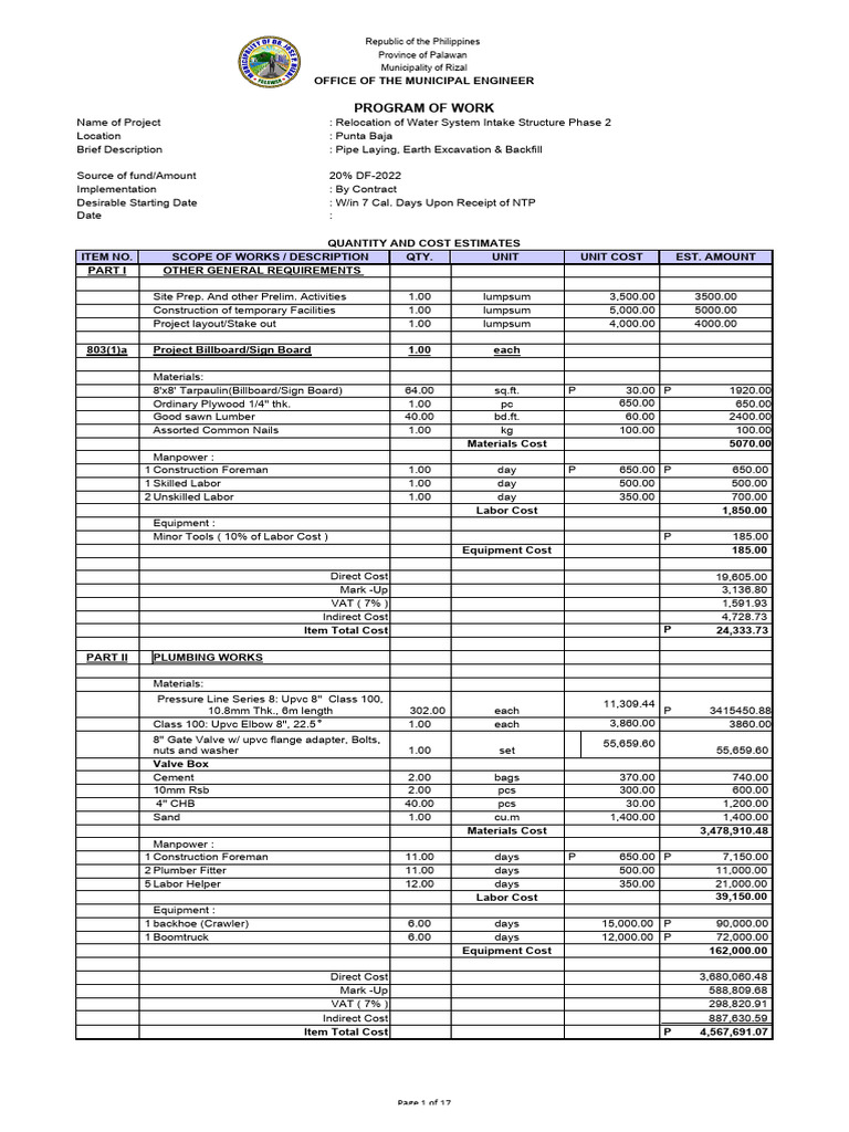 FINAL INTAKE ESTIMATE New | PDF | Concrete | Building Materials