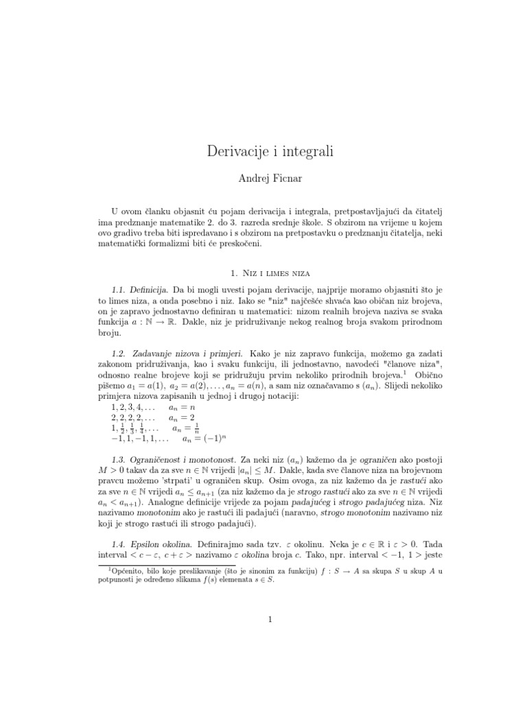 Derivacije I Integrali | PDF