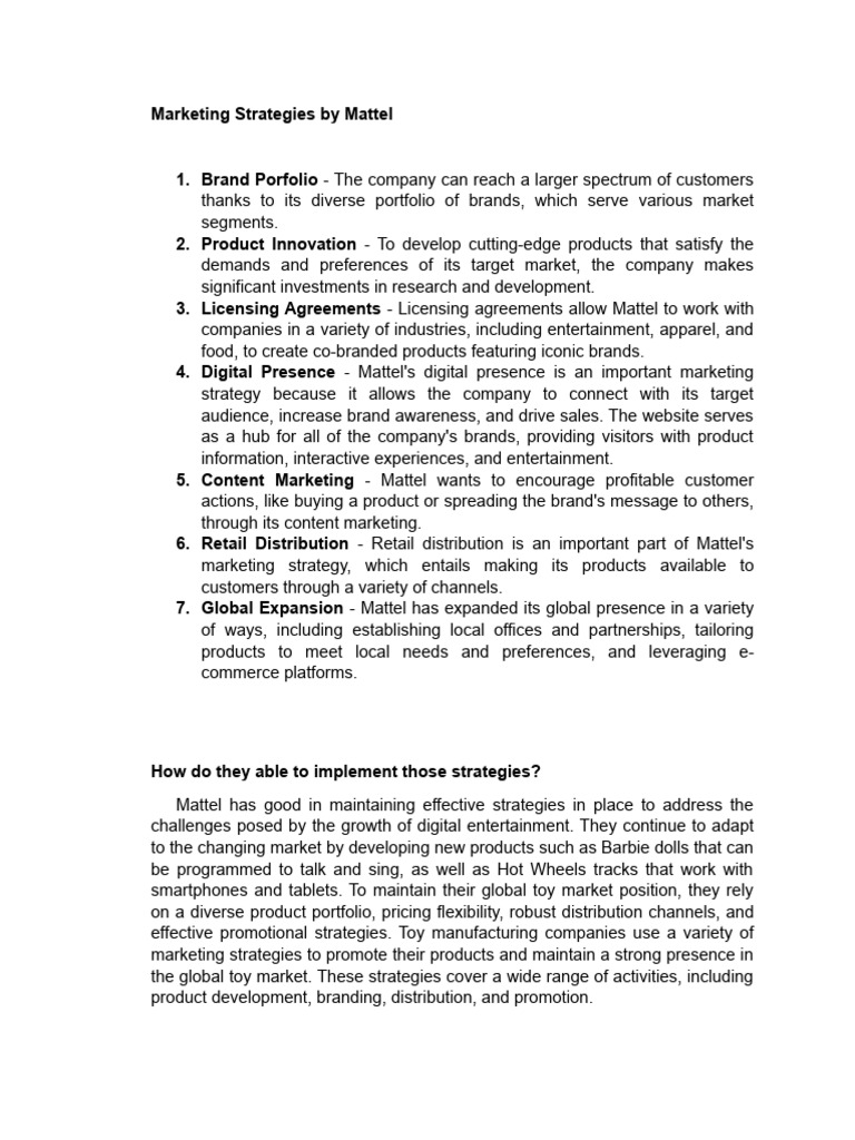 Mattel Strategies | PDF