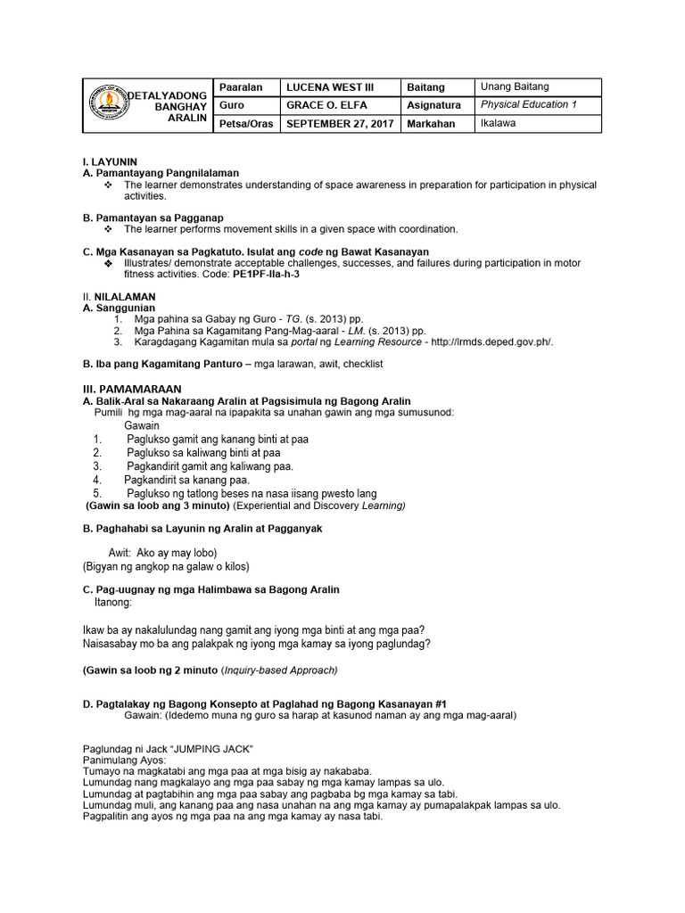 Physical Education I 2nd Grading Aralin 5 | PDF
