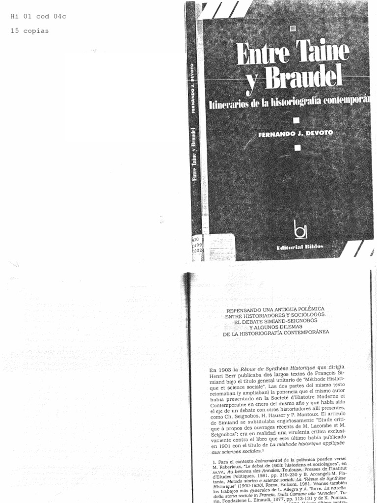 Devoto-Entre Taine y Braudel | PDF