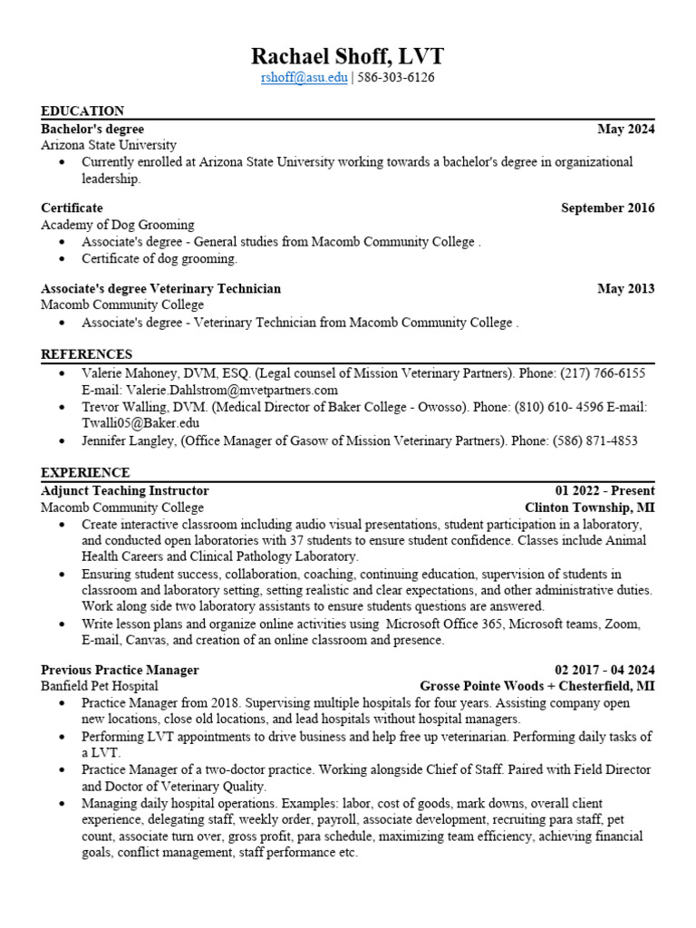 rachael stanton resume rachael stanton lvt 1 2 | PDF | Patient | Radiology
