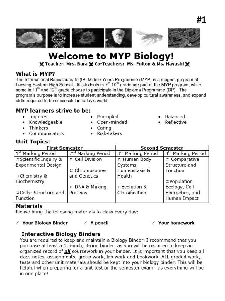 Toaz - Info Welcome To Myp Biology PR | PDF | Teachers | Classroom