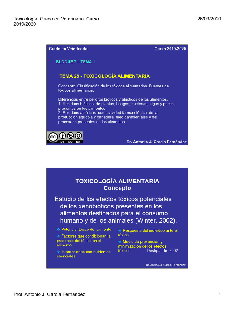 Introducción A La Toxicologia Alimentaria | PDF | Alimentos | Toxicología