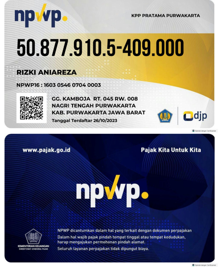 NPWP Rizki Aniareza | PDF
