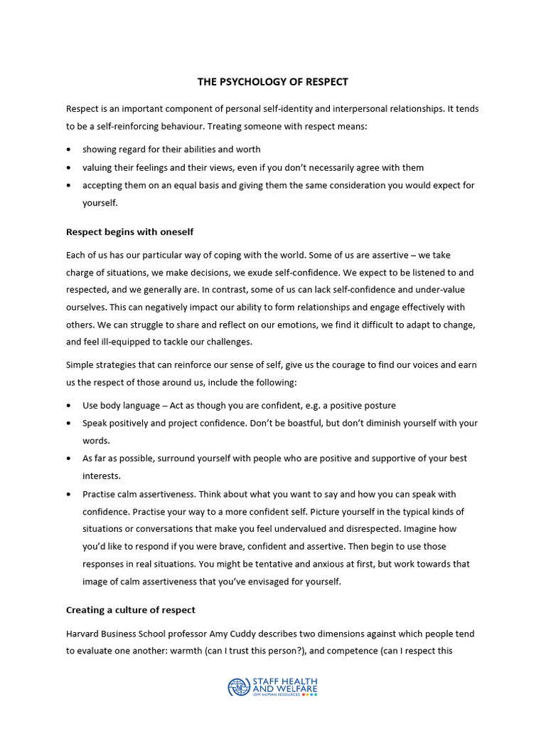 Understanding the Psychology of Respect | PDF | Self Concept ...