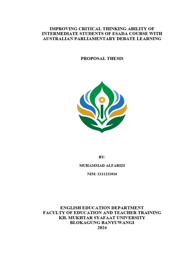 Improving Critical Thinking Ability of Intermediate Students of Esada ... Improving Critical Thinking Ability of Intermediate Students of Esada ...