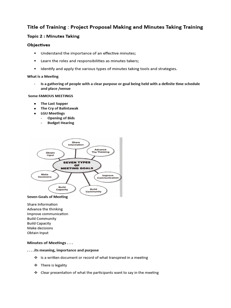 Minutes Taking Training Flow of Lecture | PDF | Information