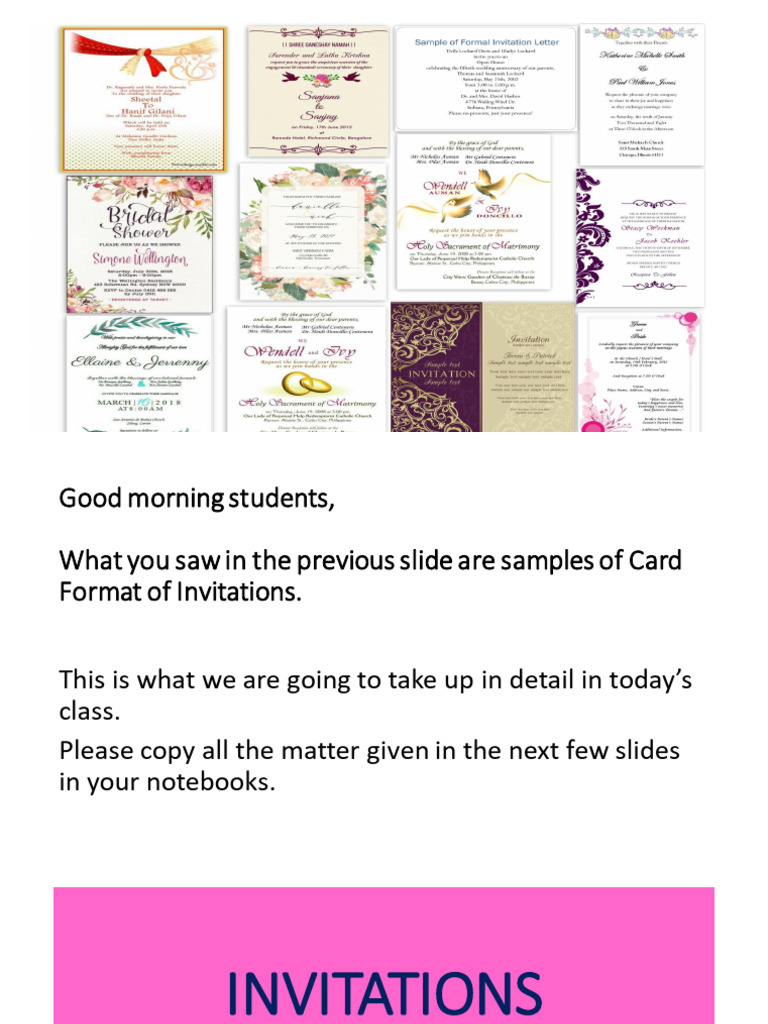 Invitations Class XII | PDF | Marriage | Social Institutions