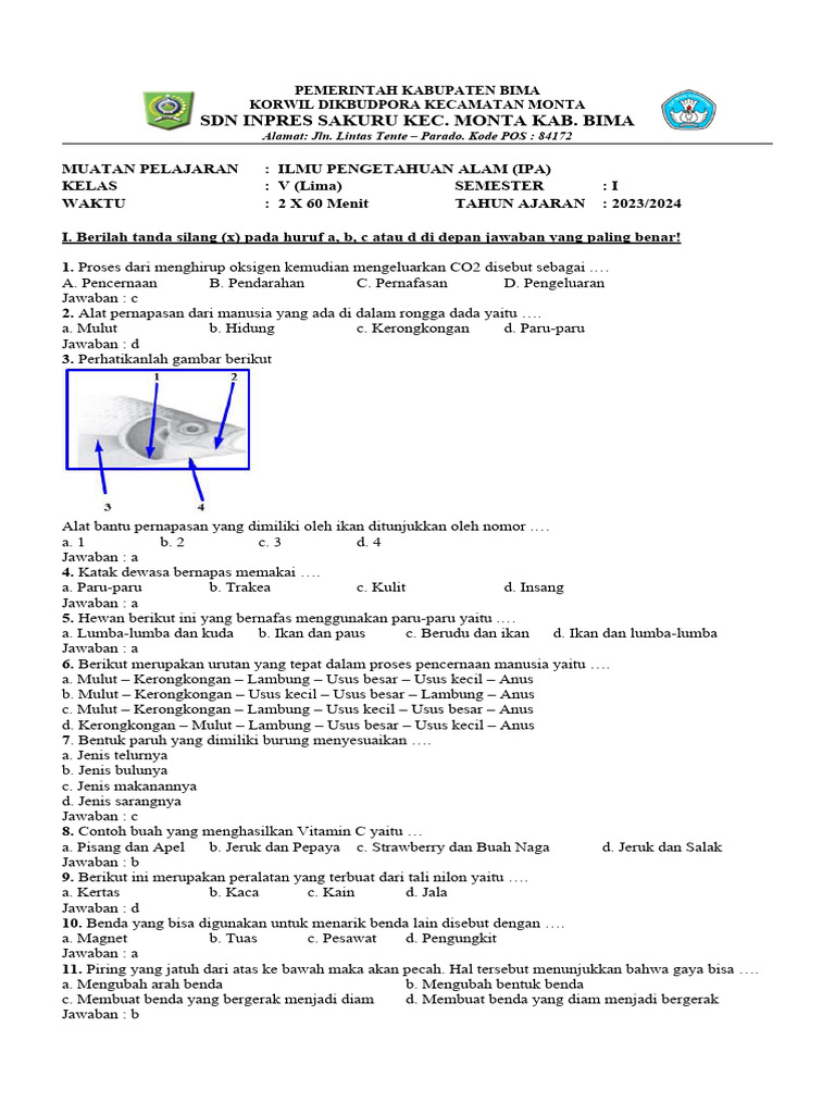 Soal IPA Kelas 5 Semester 1 | PDF