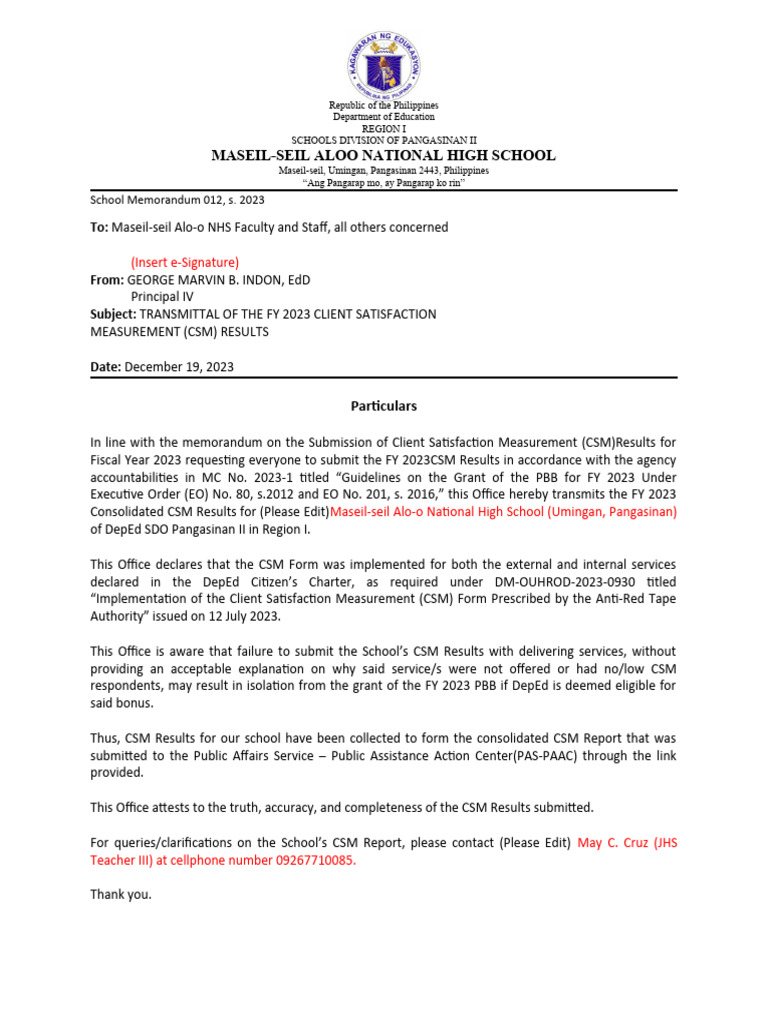 MANHS CSM Annex C | PDF