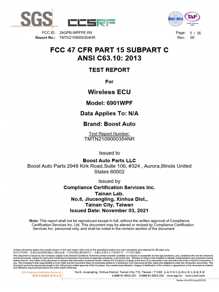 Ansi C63.10 2013 Test Report | PDF | Antenna (Radio) | Electromagnetic ...
