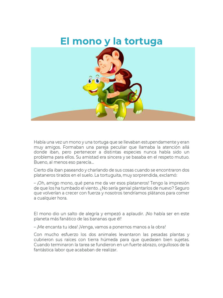 Lectura El Mono y La Tortuga | PDF