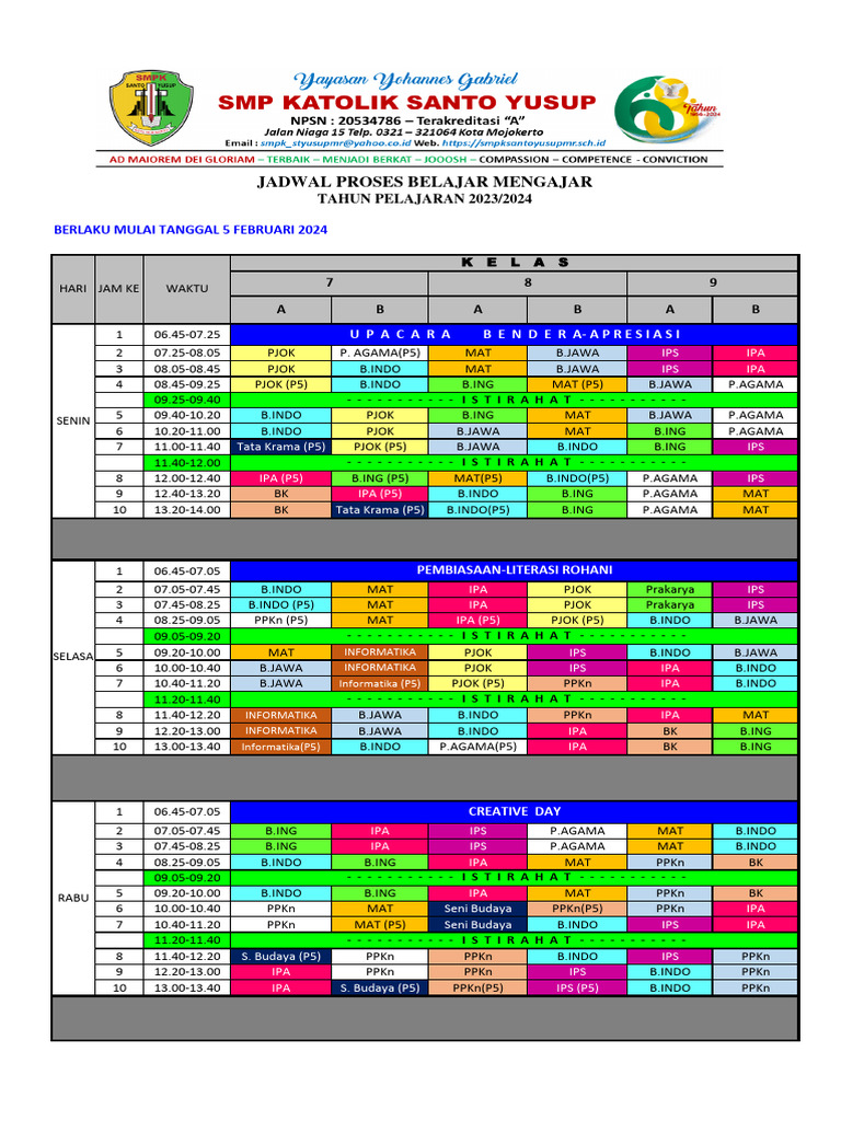 Jadwal 2023-2024 - Genap New | PDF