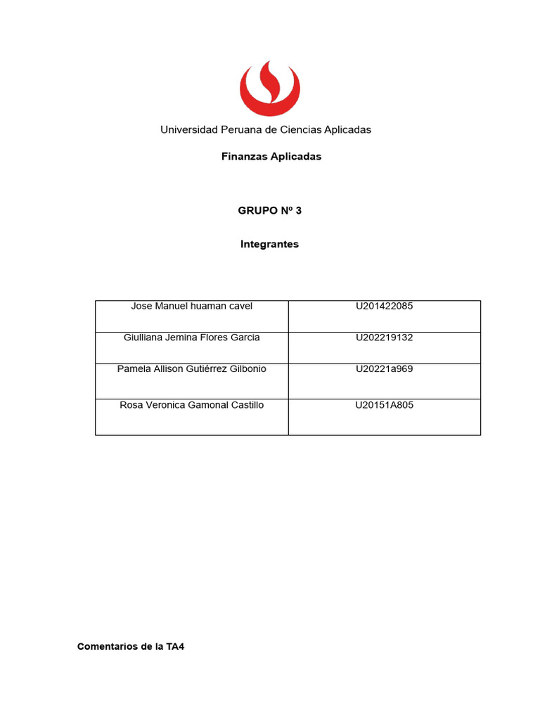 Ta4 Comentarios Pdf Business Costo De Oportunidad