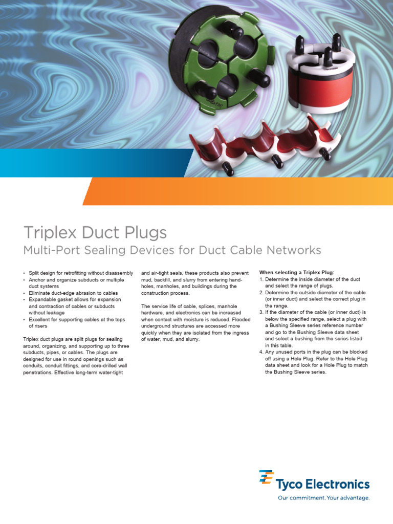 TYCO Triplex-Plugs-Tyco-Datasheet | PDF | Pipe (Fluid Conveyance) | Duct (Flow)
