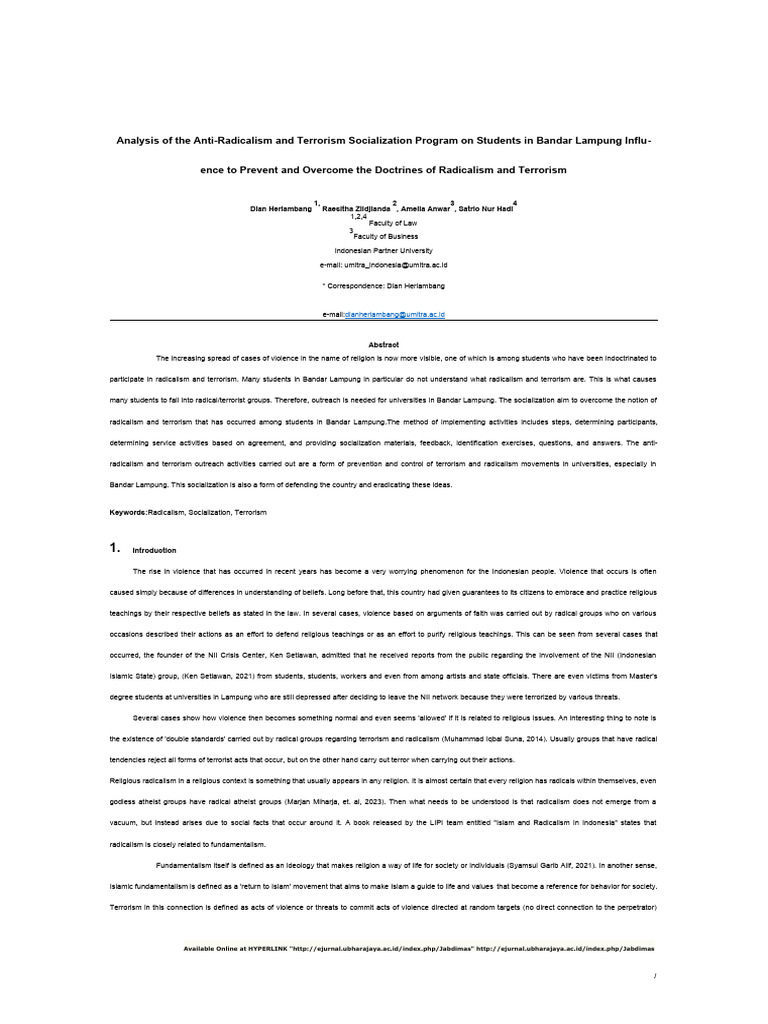 Anti-Radicalism Program for Students | PDF | Fundamentalism | Violence