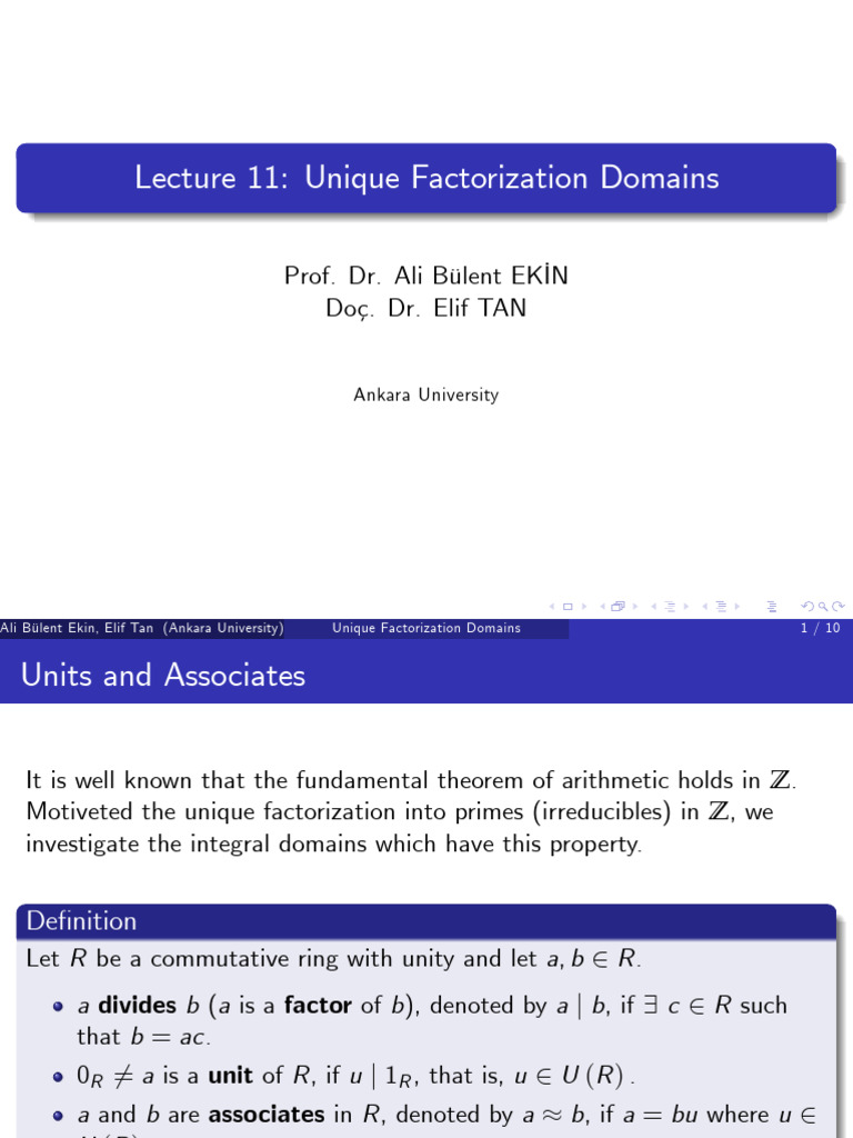 Unique Factorization Domain 2 | PDF | Factorization | Ring (Mathematics)