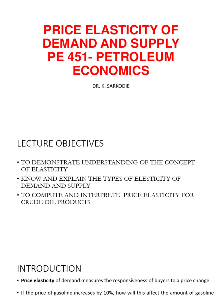 Pe 451 - Lecture 2 | PDF | Elasticity (Economics) | Price Elasticity Of Demand