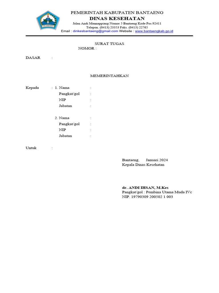 Format Surat Tugas 2024 | PDF