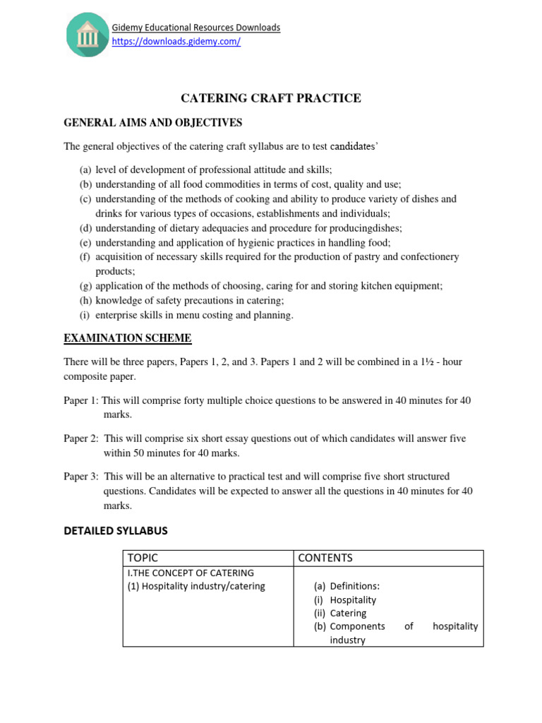 Catering Craft Practice | PDF | Menu | Meal