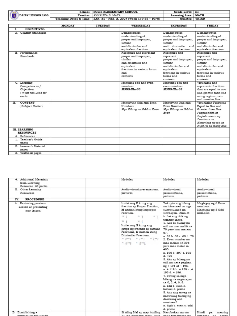 DLL - MATH 3 - Q3 - WEEK 1 Identifies Odd-Even-Visualizes and ...