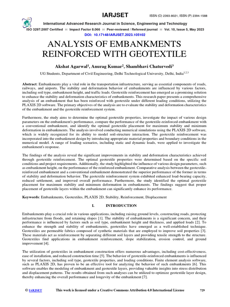 Geotextile Reinforced Embankment Analysis | PDF | Simulation ...