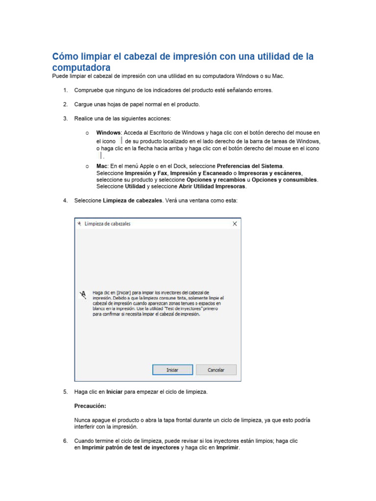 Cómo limpiar el cabezal de impresión con una utilidad de la computadora | PDF | Hardware de la ...