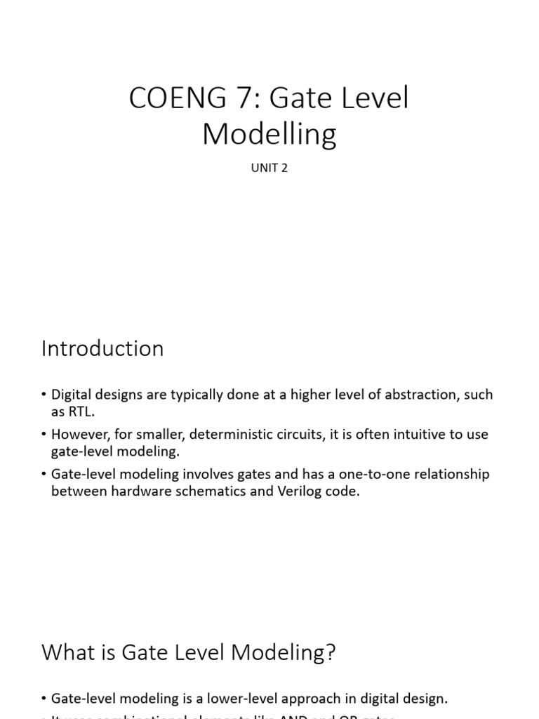 Unit 2 - Gate Level Modelling | PDF | Logic Gate | Hardware Description ...