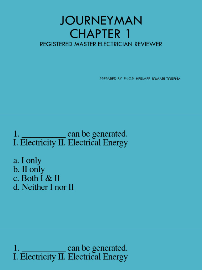 Master Electrician Review Questions | PDF | Alternating Current ...