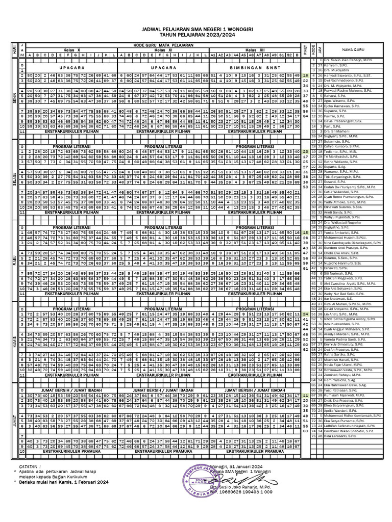 Jadwal Semester 2 2023 2024.. | PDF