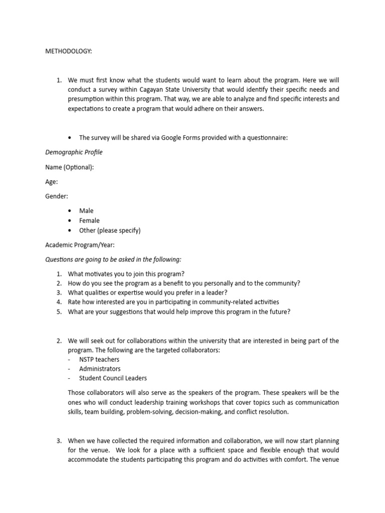METHODOLOGY | PDF | Survey Methodology | Communication