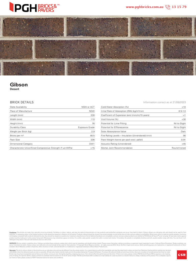 PGH Brick-Desert-Gibson | PDF | Brick | Building Materials