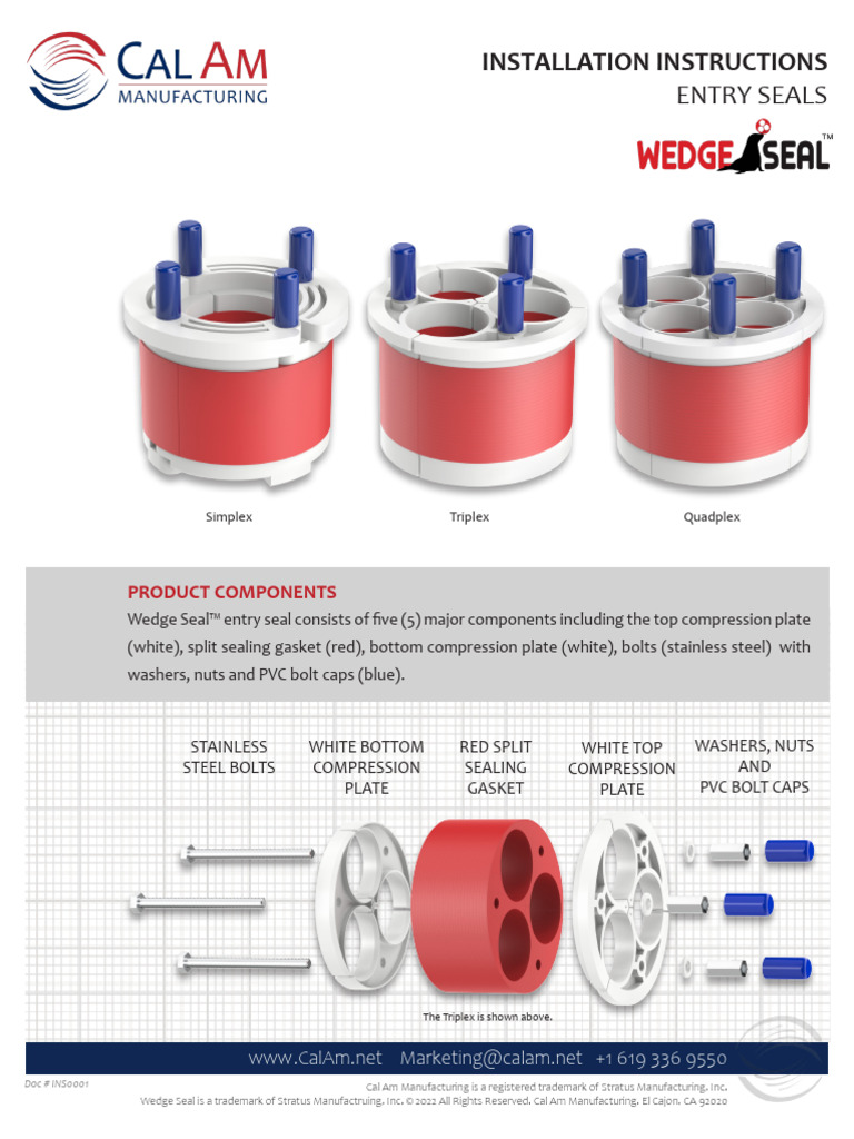 CAL Entry Seals Installation Instructions | PDF | Pipe (Fluid Conveyance) | Screw