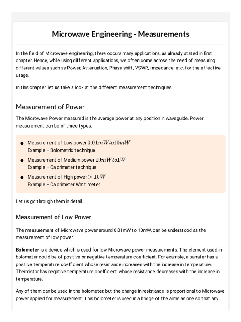 Microwave Engineering - Measurements | PDF | Phase (Waves) | Resonance
