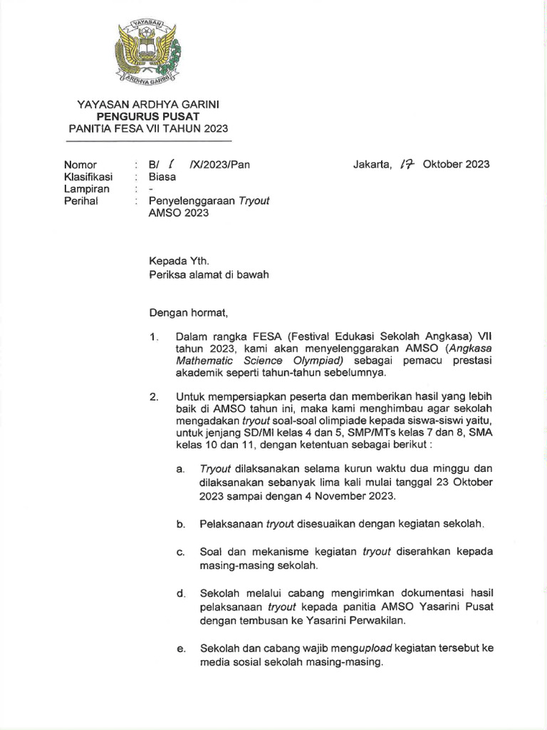 Tryout Amso | PDF
