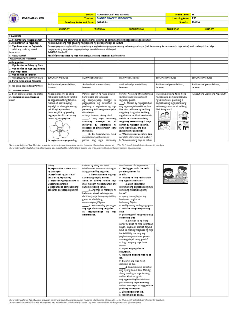 DLL - Esp 4 - Q3 - W1 | PDF