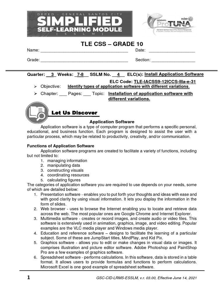 Tle Css Grade 10 Let Us Discover Pdf Databases Software