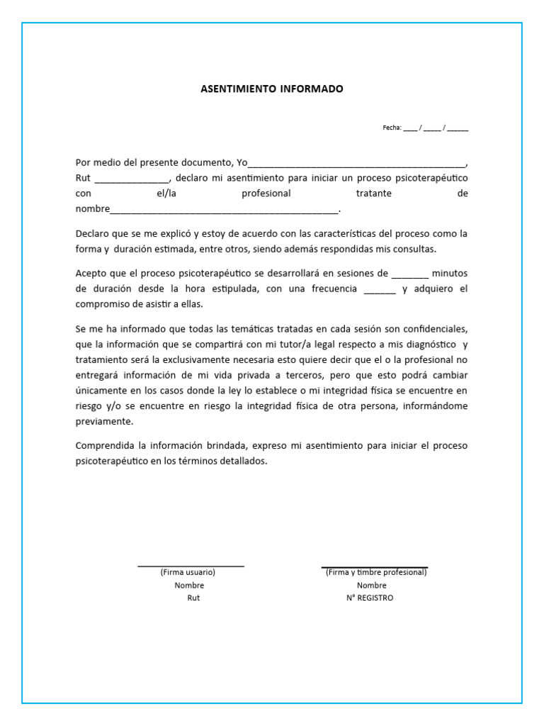 6 Asentimiento Informado | PDF | Relaciones personales, crianza y ...