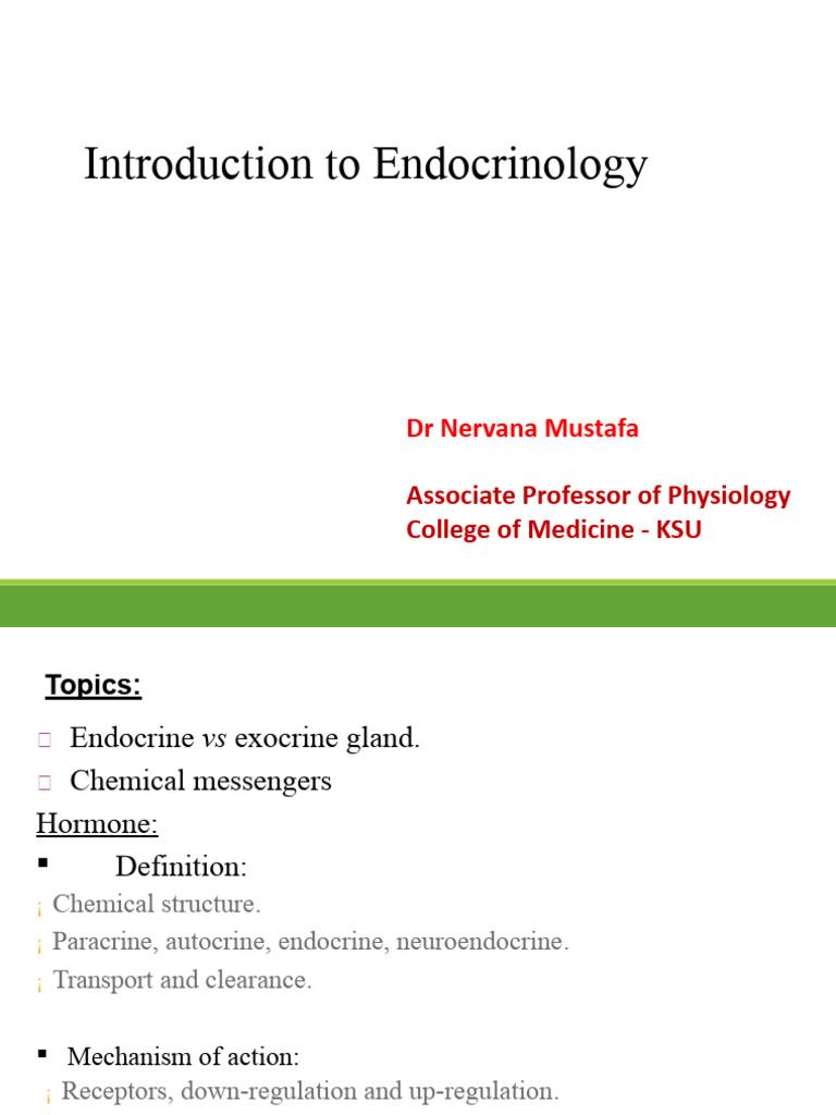 1 - Endocrine 1 (Introduction) - Medicine | PDF | Hormone | Endocrine ...