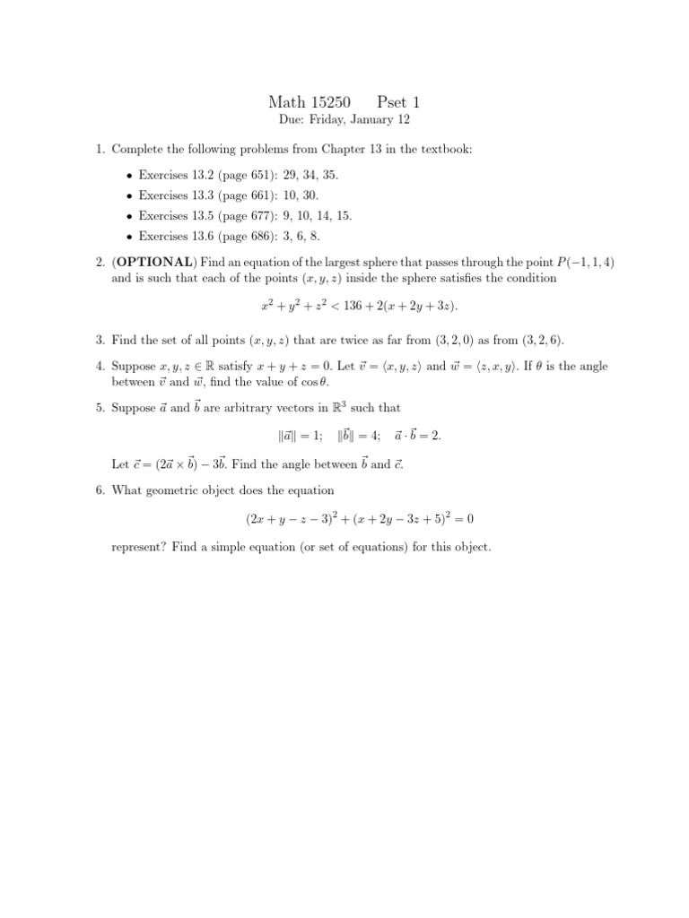 Math 15250 Pset 1-1 | PDF | Teaching Methods & Materials