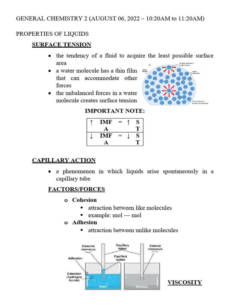 GenChem 2 Lecture 1 | PDF | Liquids | Water