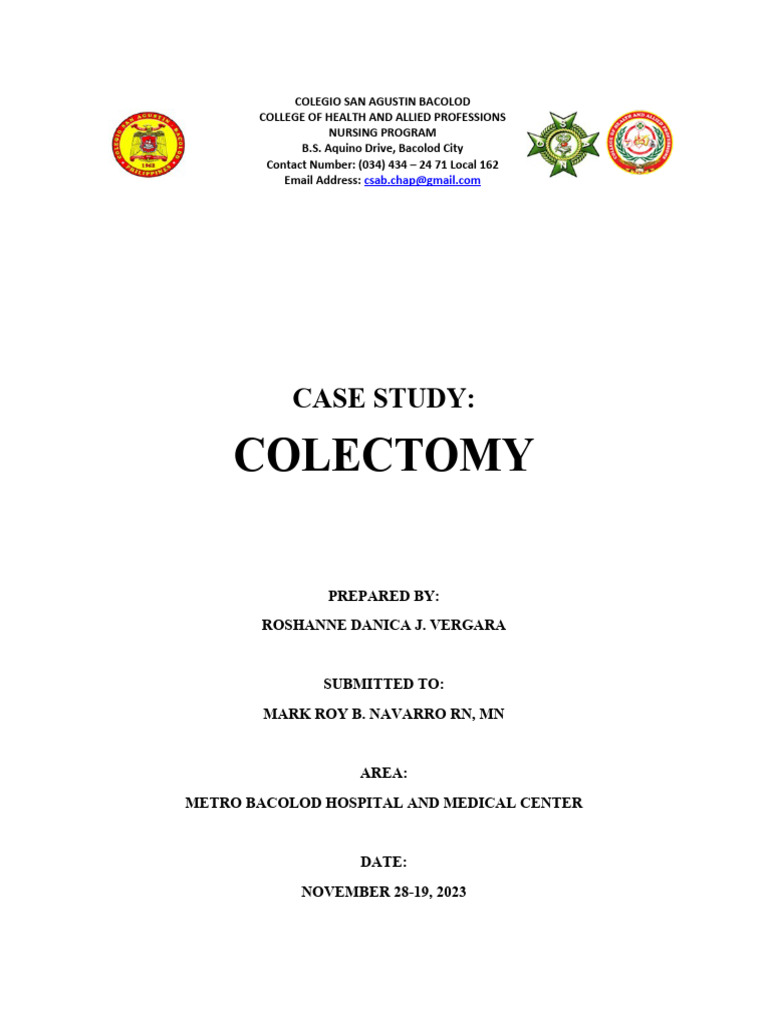 CASE STUDY- colectomy | PDF | Colorectal Cancer | Surgery