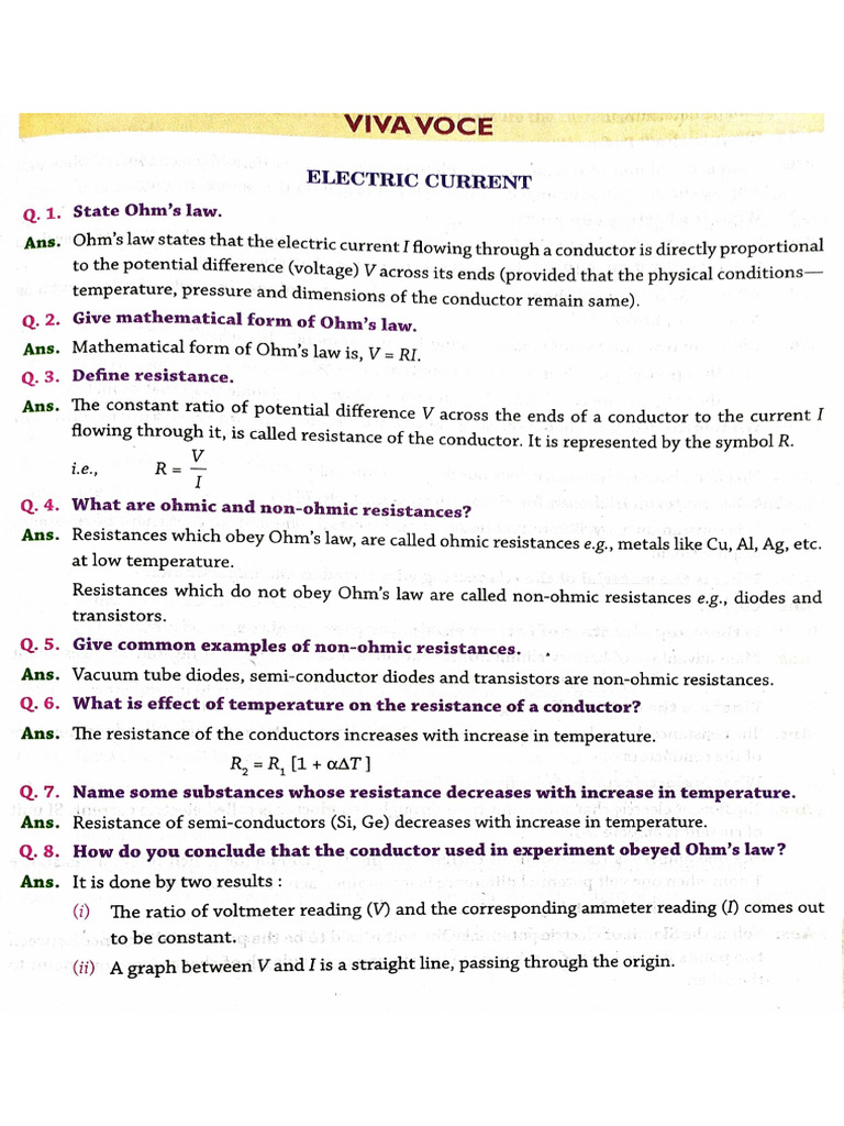 Important Viva Questions Physics | PDF