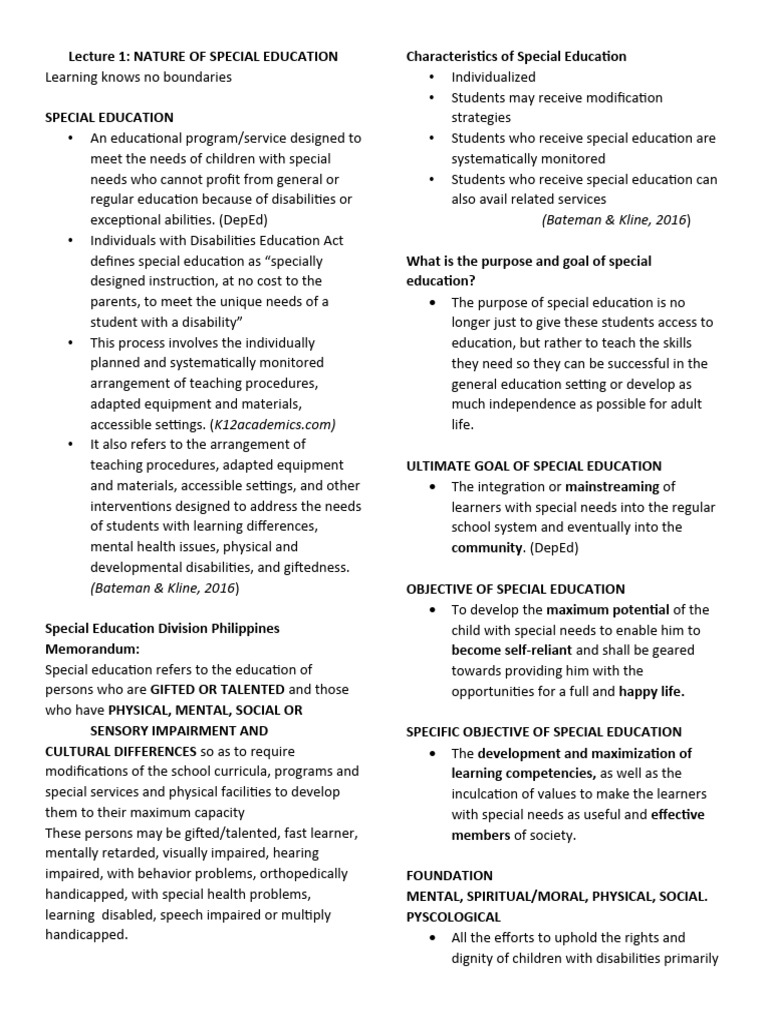 Spec. Ed Reviewer | PDF | Inclusion (Education) | Individualized ...