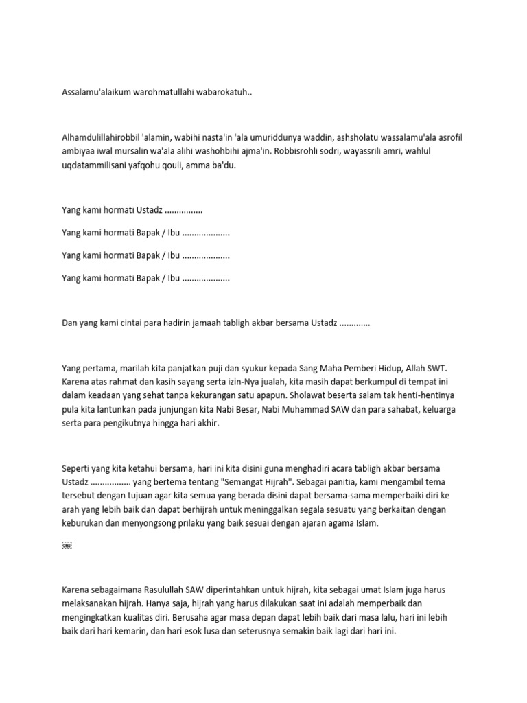 Sambutan Tablig Akbar | PDF