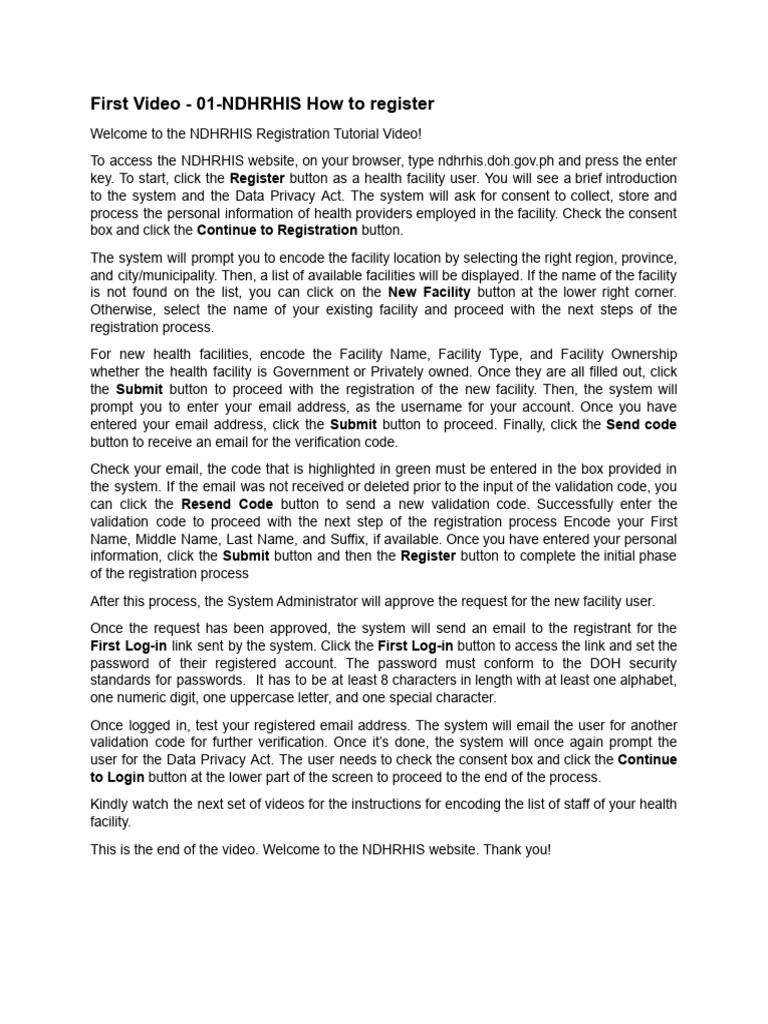 01-NDHRHIS How To Register | PDF | Login | Password