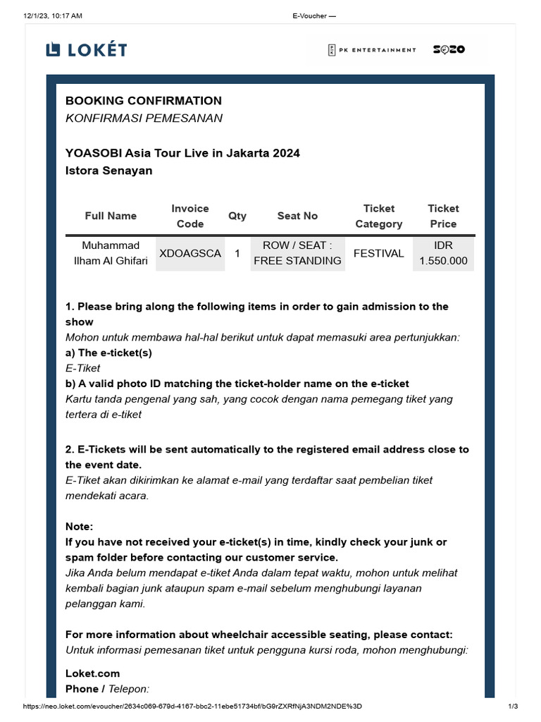 YOASOBI | PDF | Ticket (Admission) | Email