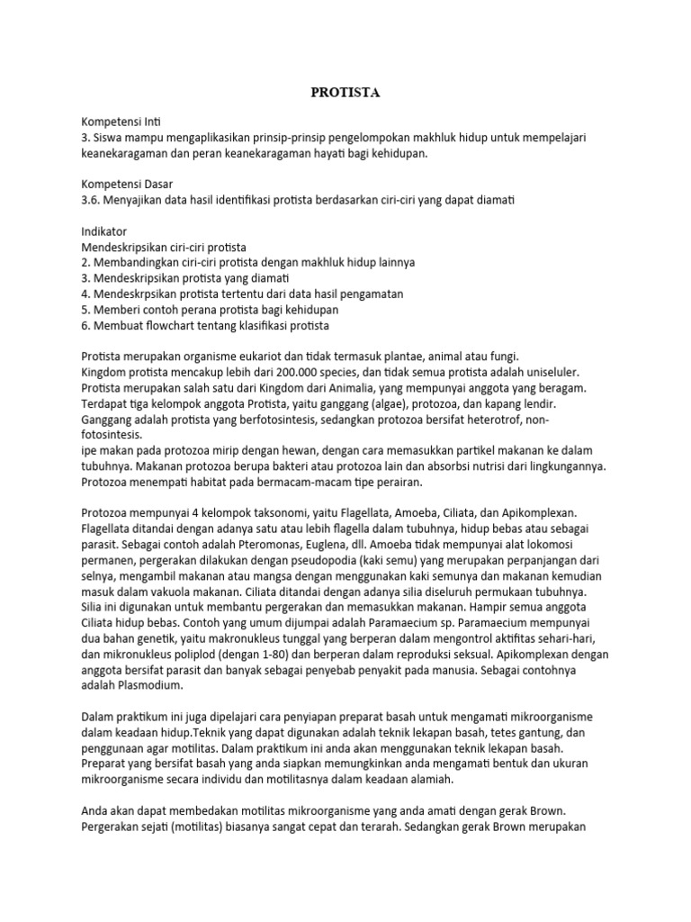 Protista | PDF | Sains & Matematika