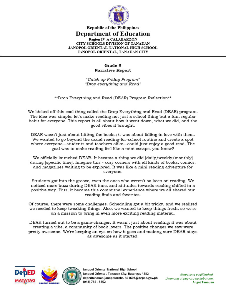 Catch Up Friday (DEAR) | PDF